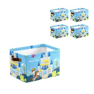 Cute Dragons Knight Castle Personalized Storage Bins Custom Baskets Cubes Organizer With Handle for Home Nursery Supplies Clothes Toy 2 Pack