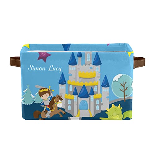 Cute Dragons Knight Castle Personalized Storage Bins Custom Baskets Cubes Organizer With Handle for Home Nursery Supplies Clothes Toy 2 Pack