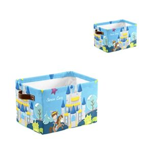 Cute Dragons Knight Castle Personalized Storage Bins Custom Baskets Cubes Organizer With Handle for Home Nursery Supplies Clothes Toy 2 Pack