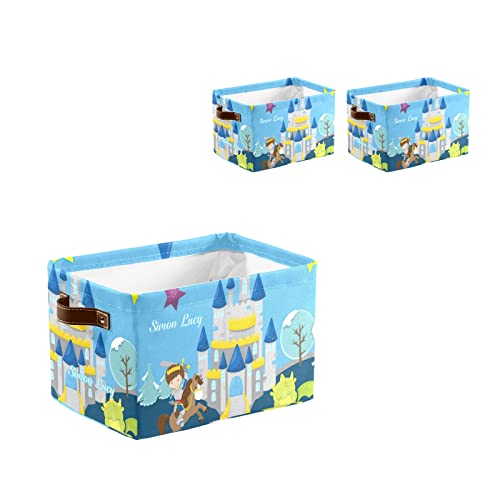 Cute Dragons Knight Castle Personalized Storage Bins Custom Baskets Cubes Organizer With Handle for Home Nursery Supplies Clothes Toy 2 Pack