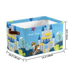 Cute Dragons Knight Castle Personalized Storage Bins Custom Baskets Cubes Organizer With Handle for Home Nursery Supplies Clothes Toy 2 Pack