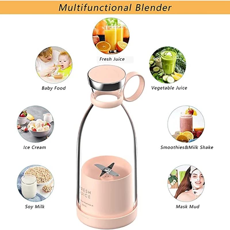 Portable Fruit Blender, Fresh Juice Blender, Personal Size Blender, Fresh Juice Extractor, Battery Powered Usb Blender, White