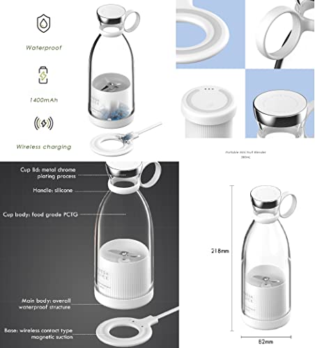 Portable Fruit Blender, Fresh Juice Blender, Personal Size Blender, Fresh Juice Extractor, Battery Powered Usb Blender, White