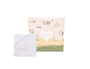 cute new york muslin swaddle blankets for new born boys girls (organic white)