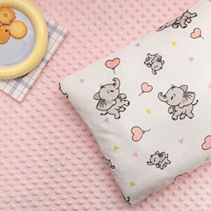 DaysU Baby Pillow for Sleeping with Cute Animal Print & Soothing Raised Dots, Soft Flat Thin Toddler Pillow for Boys Girls Kids 1-3 Year Old Baby Crib Toddler Bed Cot, 13"x19"x0.75", Pink Elephant