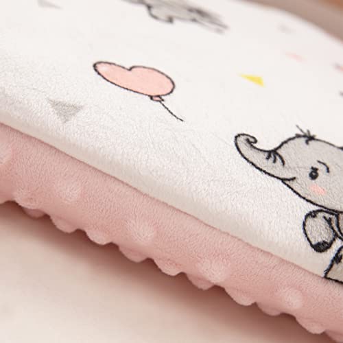 DaysU Baby Pillow for Sleeping with Cute Animal Print & Soothing Raised Dots, Soft Flat Thin Toddler Pillow for Boys Girls Kids 1-3 Year Old Baby Crib Toddler Bed Cot, 13"x19"x0.75", Pink Elephant