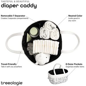 Baby Rope Canvas Diaper Caddy Organizer Basket for Nursery Changing Table - Car Storage Bin Tote Bag for Nappy, Diapers, and Wipes - Newborn Registry Shower Gift for Girl and Boy Must Haves - Car Bin