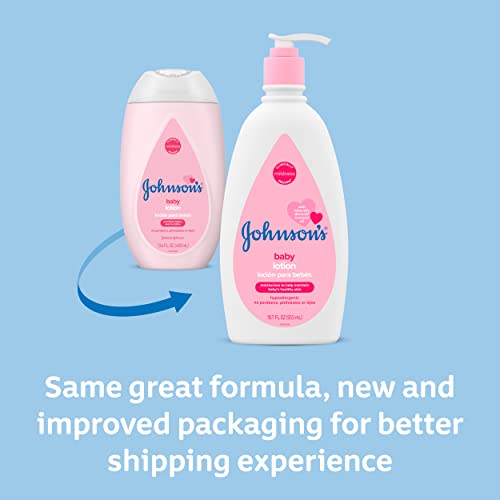 Johnson's Moisturizing Mild Pink Baby Lotion with Coconut Oil for Delicate Baby Skin, Paraben-, Phthalate-& Dye-Free, Hypoallergenic & Dermatologist-Tested, Baby Skin Care, 18.7 Fl. Oz