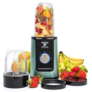 moss & stone 2 in 1 personal blender with additional blender cups, amazing bullet blenders for making smoothie, mini blender, green & black juice blender & smoothie maker