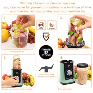 Moss & Stone 2 in 1 Personal Blender with Additional Blender Cups, Amazing Bullet Blenders For Making Smoothie, Mini Blender, Green & Black Juice Blender & Smoothie Maker