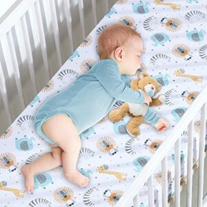 bimocosy Crib Sheets,3 Pack Boy Crib Sheets Size 28"x 52" for Standard Crib and Toddler Mattresses, Super Soft Breathable Microfiber Fitted Crib Sheet, Stars/Woodland Animals/Gray