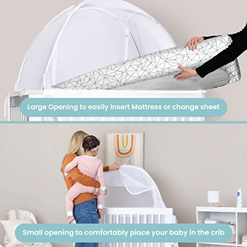 Pro Baby Safety Pop Up Crib Tent, Fine Mesh Crib Netting Cover to Keep Baby from Climbing Out, Falls and Mosquito Bites, Safety Net, Canopy Netting Cover - Sturdy & Stylish Infant Crib Topper