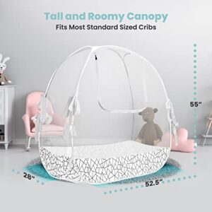 Pro Baby Safety Pop Up Crib Tent, Fine Mesh Crib Netting Cover to Keep Baby from Climbing Out, Falls and Mosquito Bites, Safety Net, Canopy Netting Cover - Sturdy & Stylish Infant Crib Topper