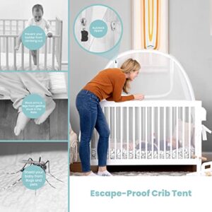 Pro Baby Safety Pop Up Crib Tent, Fine Mesh Crib Netting Cover to Keep Baby from Climbing Out, Falls and Mosquito Bites, Safety Net, Canopy Netting Cover - Sturdy & Stylish Infant Crib Topper