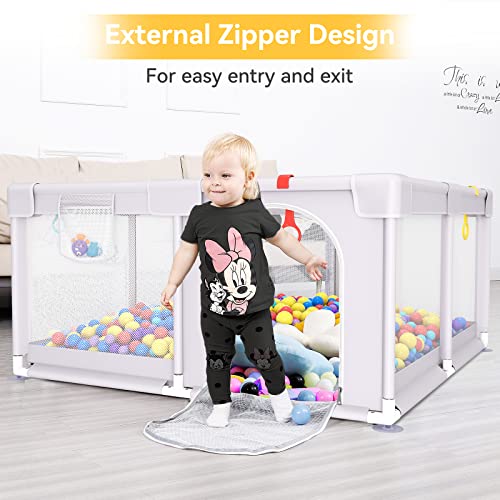 Baby Playpen, Baby Playpen for Babies and Toddlers,Kids Safe Play Center Indoor & Outdoor Playard for Kids Activity Center 50''x 50' Gives Mommy a Break