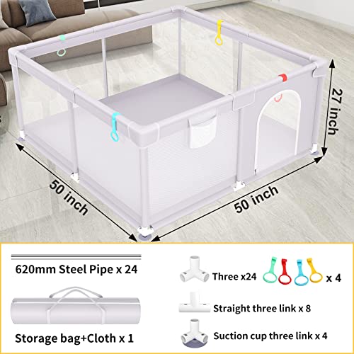 Baby Playpen, Baby Playpen for Babies and Toddlers,Kids Safe Play Center Indoor & Outdoor Playard for Kids Activity Center 50''x 50' Gives Mommy a Break