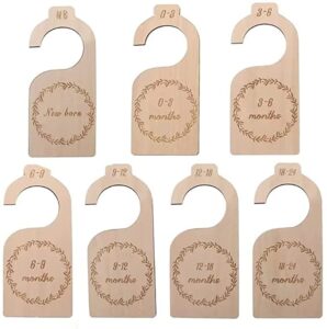 (7 pieces) baby closet dividers, adventure baby closet dividers by month, nursery closet organizer wooden newborn wardrobe divider kids clothes divider to arrange，from newborn to 24 month