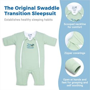 Baby Merlin's Magic Sleepsuit - 100% Cotton Baby Transition Swaddle - Baby Sleep Suit - Sage Green - 3-6 Months