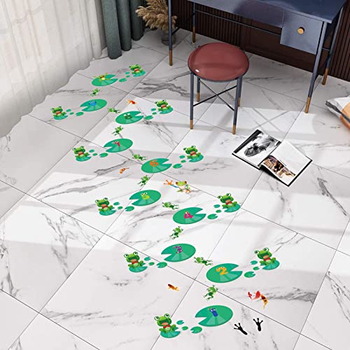 Frog Lotus Leaf Hopscotch Hopscotch Game Stickers Floor Decals, Unique Floor Art Decor Supplies for Baby Kids Room Bedroom Nursery