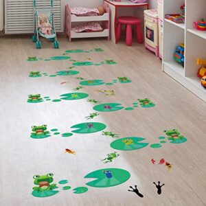 Frog Lotus Leaf Hopscotch Hopscotch Game Stickers Floor Decals, Unique Floor Art Decor Supplies for Baby Kids Room Bedroom Nursery