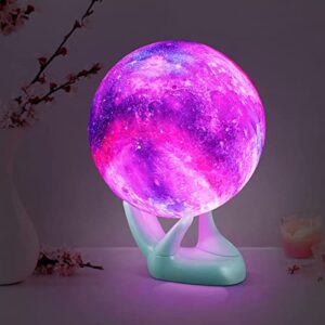 16tuyoutu moon lamp,16 colors lava lamp,moon night lights for kids,galaxy lamp,3d moon lights for bedroom,bedroom gift for kids boys girls birthday christmas (7.1 inch, lightblue （base）