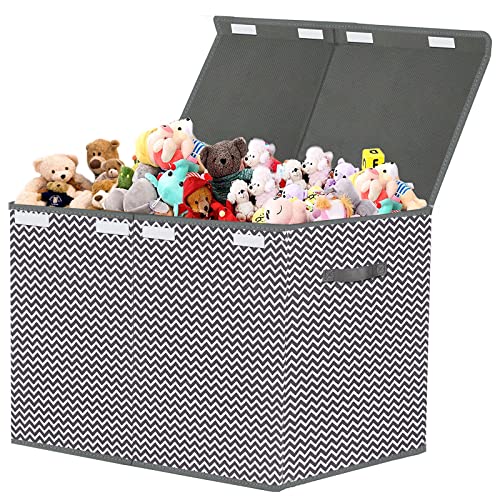 Xmasorme Large Toy Storage Organizer with Lid,Collapsible ToysBox Chest Basket Bins with Sturdy Handles for Kids, Boys, Girls, Nursery, Playroom, 25"x13" x16"