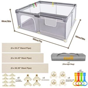 Baby Playpen 71”×59”, Extra Large Play Pen Playard for Babies and Toddlers Indoor & Outdoor Safety Play Yard Area, Kid Sturdy Play Center Fence with Soft Breathable Mesh, Playpen for Toddlers