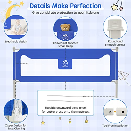 Kevsuvqin Bed Rail for Toddlers, 2023 New Toddler Bed Rails for Queen Bed, Bed Rails for King Size Bed Guard Rail for Toddlers, Baby Bed Rail Guard, Bed Rail for Twin Bed (74.8" x 30",Pack of 1)