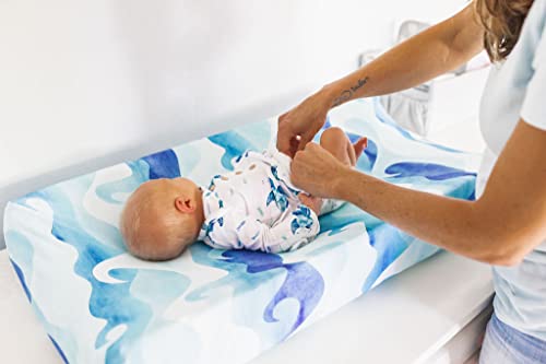 Ocean Wave Fitted Changing Pad Cover, Made from Viscose from Bamboo and Spandex Material, Fits Standard Changing Pad, by Florida Kid Co.