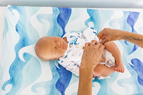 Ocean Wave Fitted Changing Pad Cover, Made from Viscose from Bamboo and Spandex Material, Fits Standard Changing Pad, by Florida Kid Co.