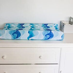 Ocean Wave Fitted Changing Pad Cover, Made from Viscose from Bamboo and Spandex Material, Fits Standard Changing Pad, by Florida Kid Co.