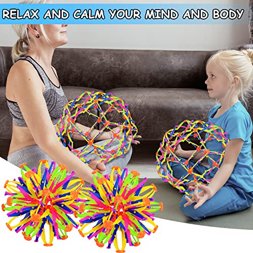 AGSIXZLAN 2pcs Breathing Ball Magic Expandable Ball,Colorful Hand Catch Expansion Ball for Kids Adult,Expanding Ball Toy Sphere Ball,Stress Relief Anti Anxiety Toy