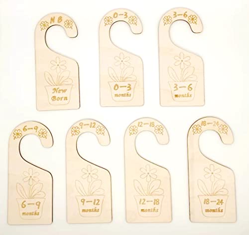 Ainior Baby Closet Dividers,Premium Wooden Baby Closet Size Divider Set of 7,from Newborn to 24 Month,Organize Nursery Closet Hangers by Size/Age