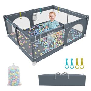 extra large baby playpen(79x63x26inch),packable & portable play pens for babies and toddlers, baby play yards with balls, kids indoor & outdoor activity center, baby fence with breathable mesh