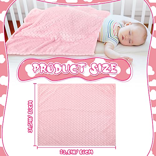 4 Pcs Baby Blanket Flannel, Cozy Throw Blanket for Newborn Infant Toddler Soft Warm Fleece Plush Sherpa Blanket Receiving Baby Blanket for Crib Stroller (Light Pink, 24 x 32 Inch)