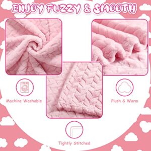 4 Pcs Baby Blanket Flannel, Cozy Throw Blanket for Newborn Infant Toddler Soft Warm Fleece Plush Sherpa Blanket Receiving Baby Blanket for Crib Stroller (Light Pink, 24 x 32 Inch)