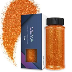 ceya 3.5oz/ 100g ultra fine glitter powder flame orange crafts glitter 1/128” 0.008” 0.2mm for slime epoxy resin craft tumbler jewelry nail art festival makeup scrapbook painting wedding cards