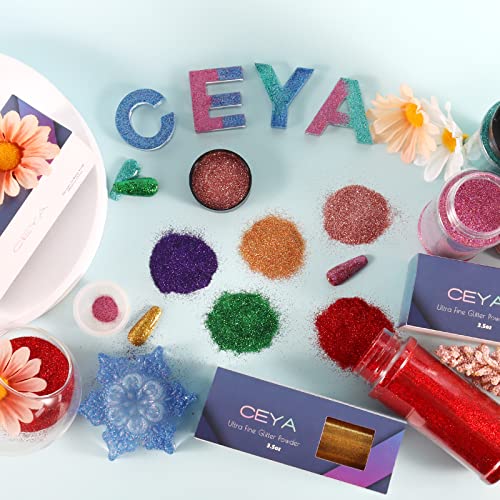 Ceya 3.5oz/ 100g Ultra Fine Glitter Powder Flame Orange Crafts Glitter 1/128” 0.008” 0.2mm for Slime Epoxy Resin Craft Tumbler Jewelry Nail Art Festival Makeup Scrapbook Painting Wedding Cards