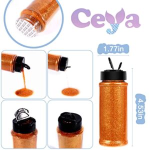 Ceya 3.5oz/ 100g Ultra Fine Glitter Powder Flame Orange Crafts Glitter 1/128” 0.008” 0.2mm for Slime Epoxy Resin Craft Tumbler Jewelry Nail Art Festival Makeup Scrapbook Painting Wedding Cards