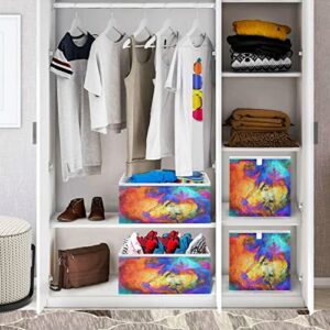 Wolf Portrait Cube Storage Bin Collapsible Storage Bins Waterproof Toy Basket for Cube Organizer Bins for Kids Girls Boys Toys Book Office Home Shelf Closet - 11.02x11.02x11.02 in