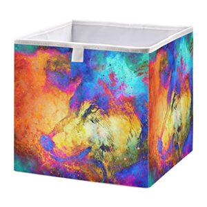 wolf portrait cube storage bin collapsible storage bins waterproof toy basket for cube organizer bins for kids girls boys toys book office home shelf closet - 11.02x11.02x11.02 in