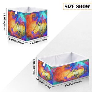 Wolf Portrait Cube Storage Bin Collapsible Storage Bins Waterproof Toy Basket for Cube Organizer Bins for Kids Girls Boys Toys Book Office Home Shelf Closet - 11.02x11.02x11.02 in