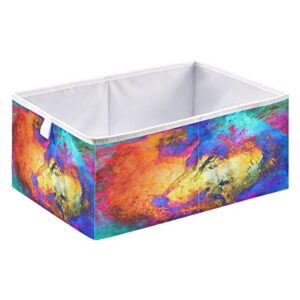 Wolf Portrait Cube Storage Bin Collapsible Storage Bins Waterproof Toy Basket for Cube Organizer Bins for Kids Girls Boys Toys Book Office Home Shelf Closet - 11.02x11.02x11.02 in