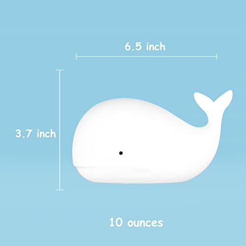 TriPro Whale Silicone Nursery Night Light Beach Room Decor Desk Lamp Toys,Bedroom Decorations Gifts for Toddlers,Girls And Boys ,Baby,Kids,Teens''