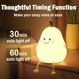 LEDHOLYT Night Light ,Cute Silicone Nursery Pear Lamp for Baby and Toddler,Fruit NightLight for Boys and Girls,Squishy Kawaii Bedside Night Lamp for Bedroom, Kids Room (Pear)