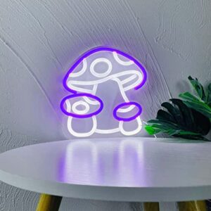 Mushroom Neon Sign Mushroom Decor Dimmable LED Neon Light Wall Art for Kids Room Decor Bedroom Wall Sign USB Operated Mushroom Lamp Light Up Sign Teen Room Decor Game Room Streamer Accessory (3 Purple Mushroom)