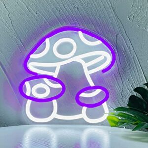 mushroom neon sign mushroom decor dimmable led neon light wall art for kids room decor bedroom wall sign usb operated mushroom lamp light up sign teen room decor game room streamer accessory (3 purple mushroom)