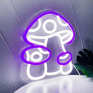 Mushroom Neon Sign Mushroom Decor Dimmable LED Neon Light Wall Art for Kids Room Decor Bedroom Wall Sign USB Operated Mushroom Lamp Light Up Sign Teen Room Decor Game Room Streamer Accessory (3 Purple Mushroom)