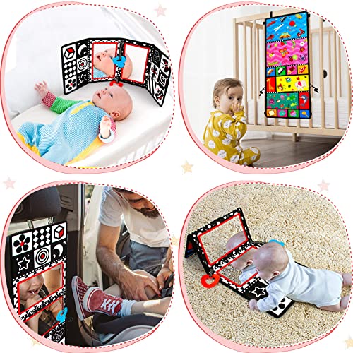 teytoy Baby Toys 0-6 Months Tummy Time Mirror, Foldable Baby Mirror Black and White Tummy Time Toys, Double High Contrast Montessori Sensory Toys for Infant Newborn Baby 0 3 6 9 Months