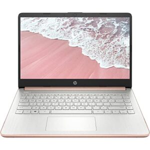 hp 2022 premium 14-inch hd thin and light laptop, intel quad-core processor, 8gb ram, 64gb storage, long battery life, webcam, bluetooth, hdmi, wi-fi, rose gold, windows 11 + 1 year microsoft 365